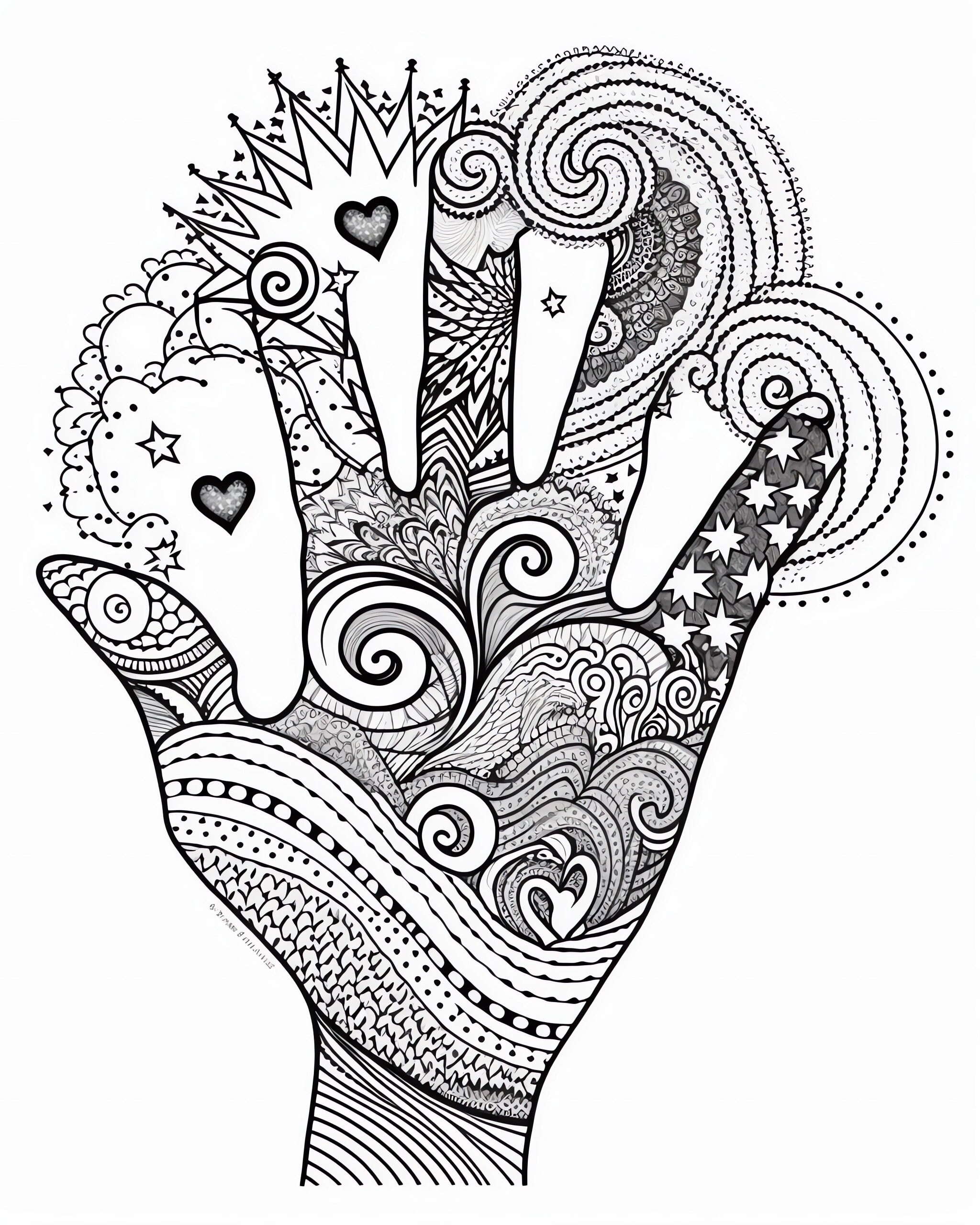 Zentangle Hands: A Coloring Book for Relaxation - Etsy