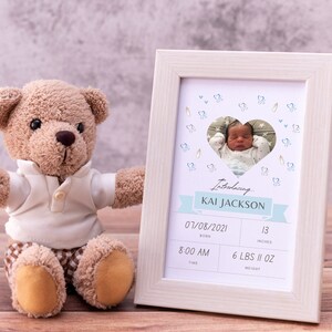 Newborn Baby Birth Stats, Baby Boy Birth Announcement, Baby Birth ...