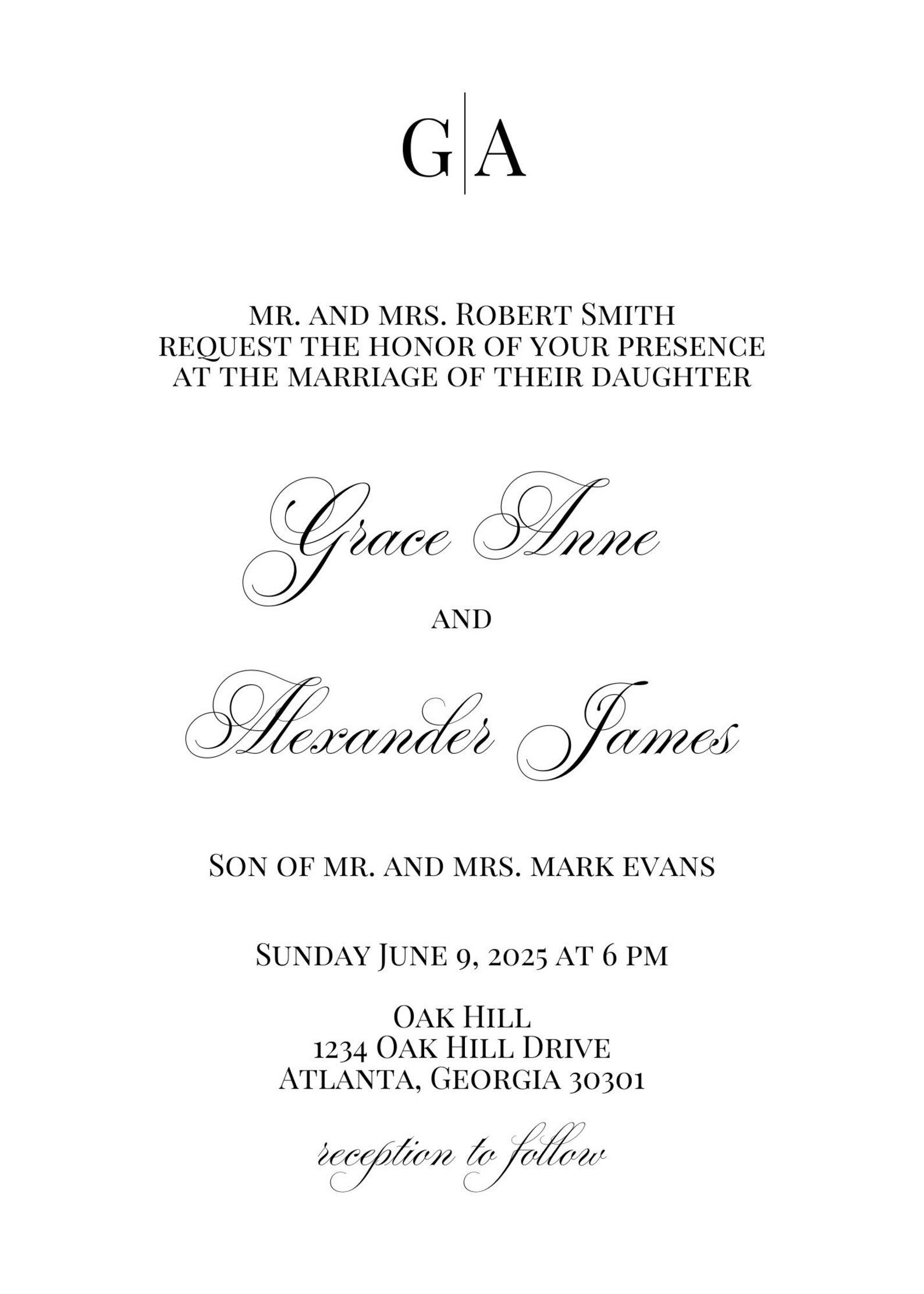 Elegant Initial Wedding Invitation Template: Customizable Canva Design ...