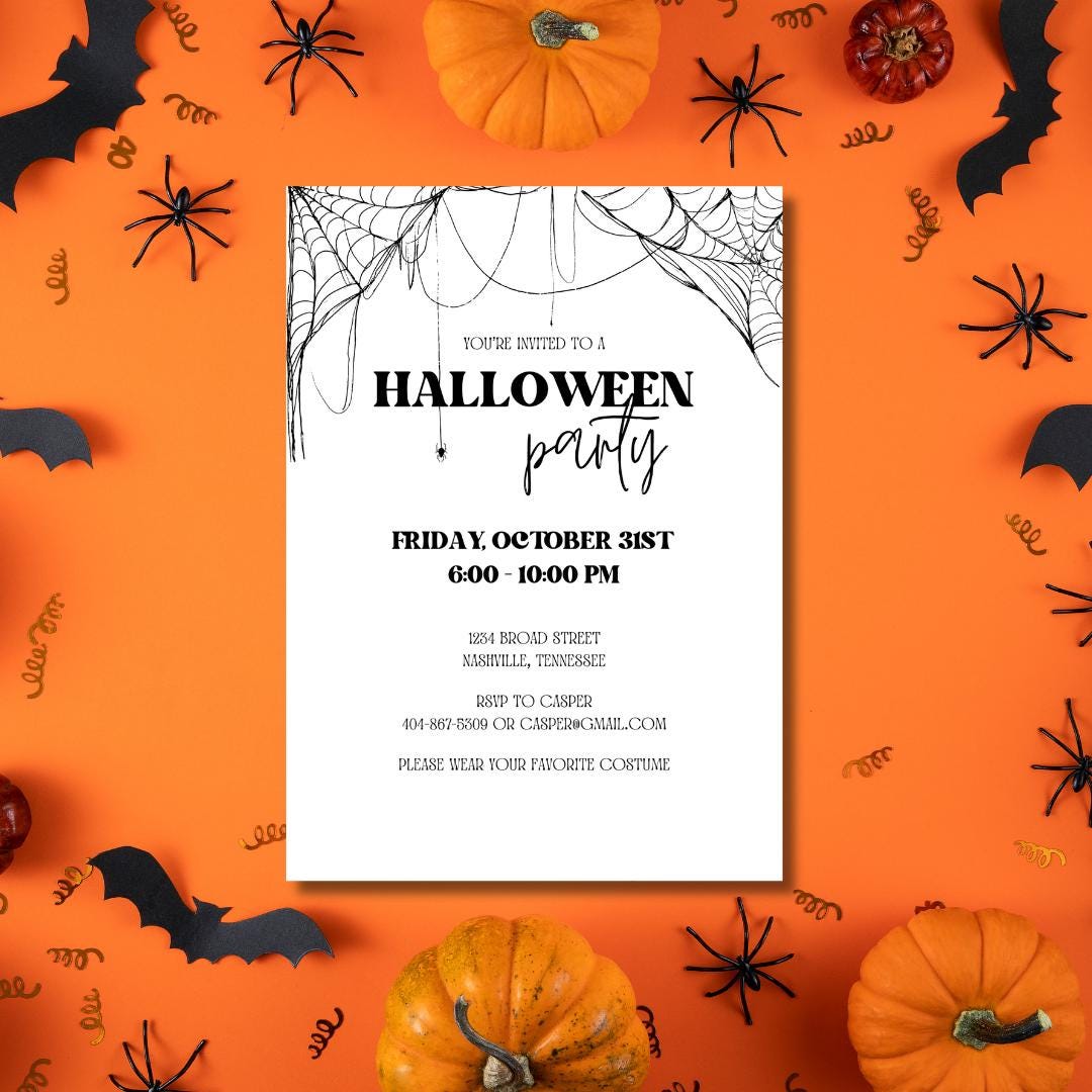 Spooky Halloween Party Invitation Template: Editable Canva Design (5x7 ...