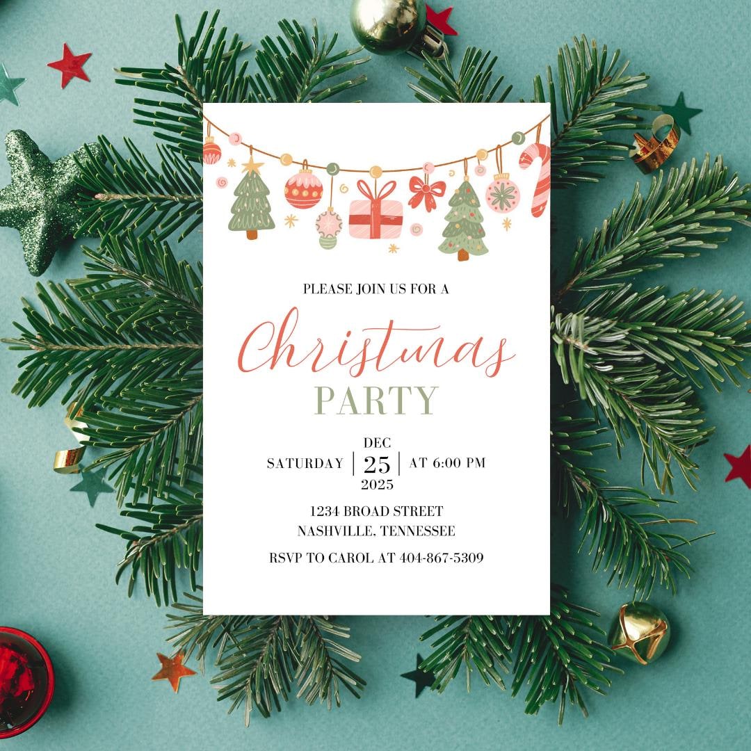 Christmas Party Invitation Template: Editable Holiday Design (canva ...