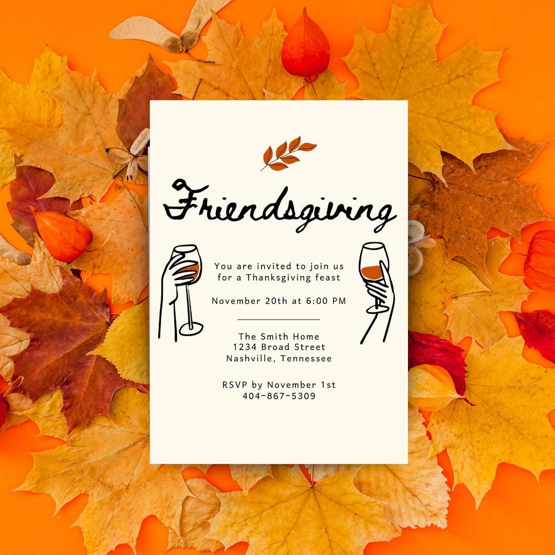 Friendsgiving Invitation Template – Editable Canva Template – Instant ...