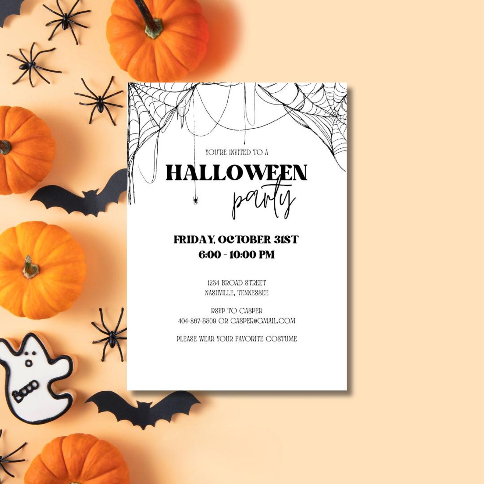 Halloween Party Invitation Template – Editable Canva Template – Instant ...