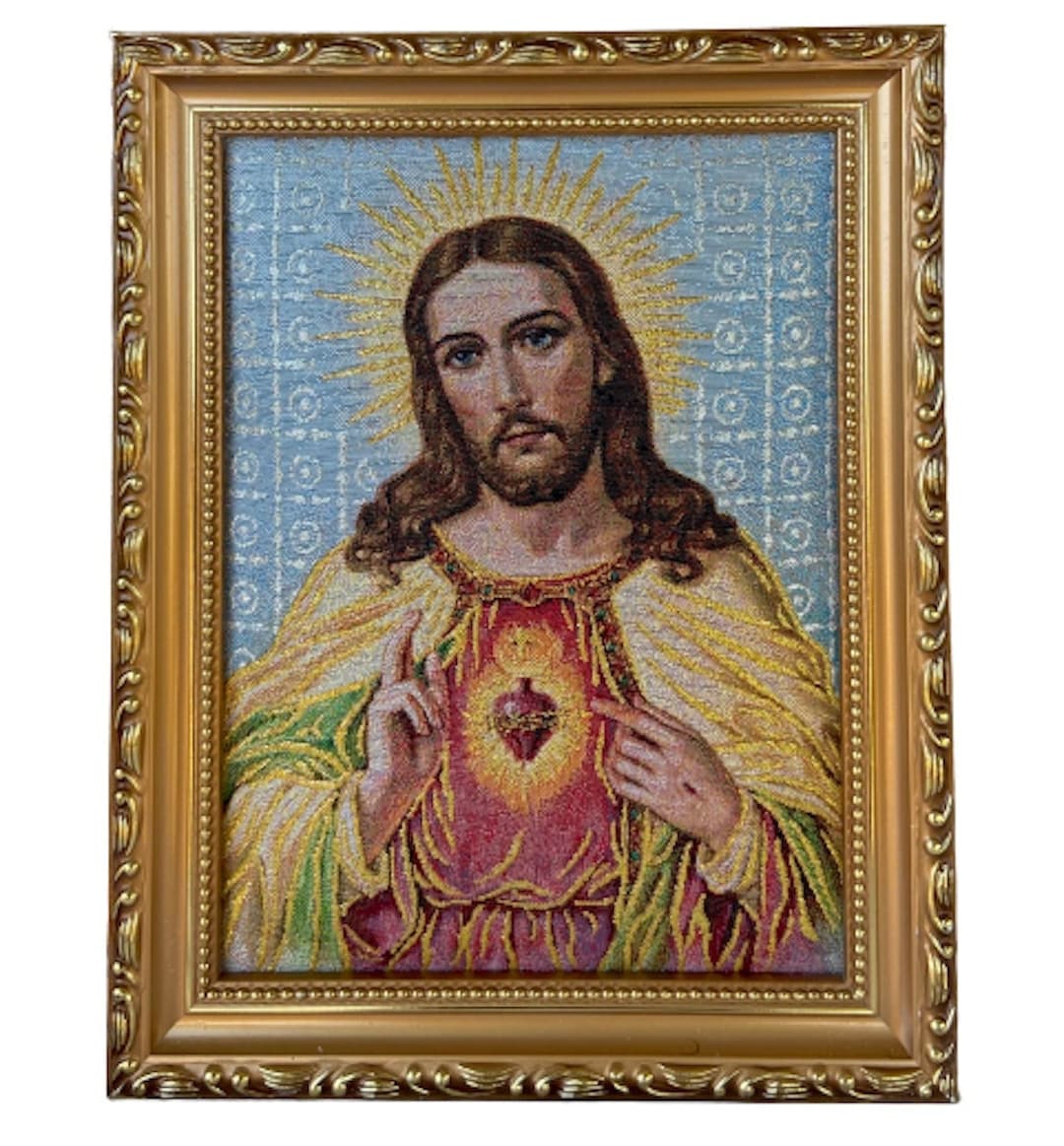 Sagrado Corazón de Jesús/ Sagrado Corazón de Jesús Cuadro Dorado Tela ...