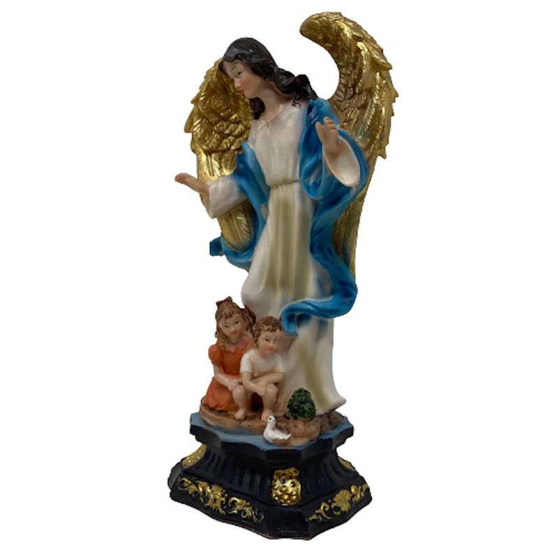 Angel De La Guarda/guardian Angel Resin Statue With a - Etsy