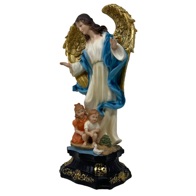 Angel De La Guarda/guardian Angel Resin Statue With a - Etsy