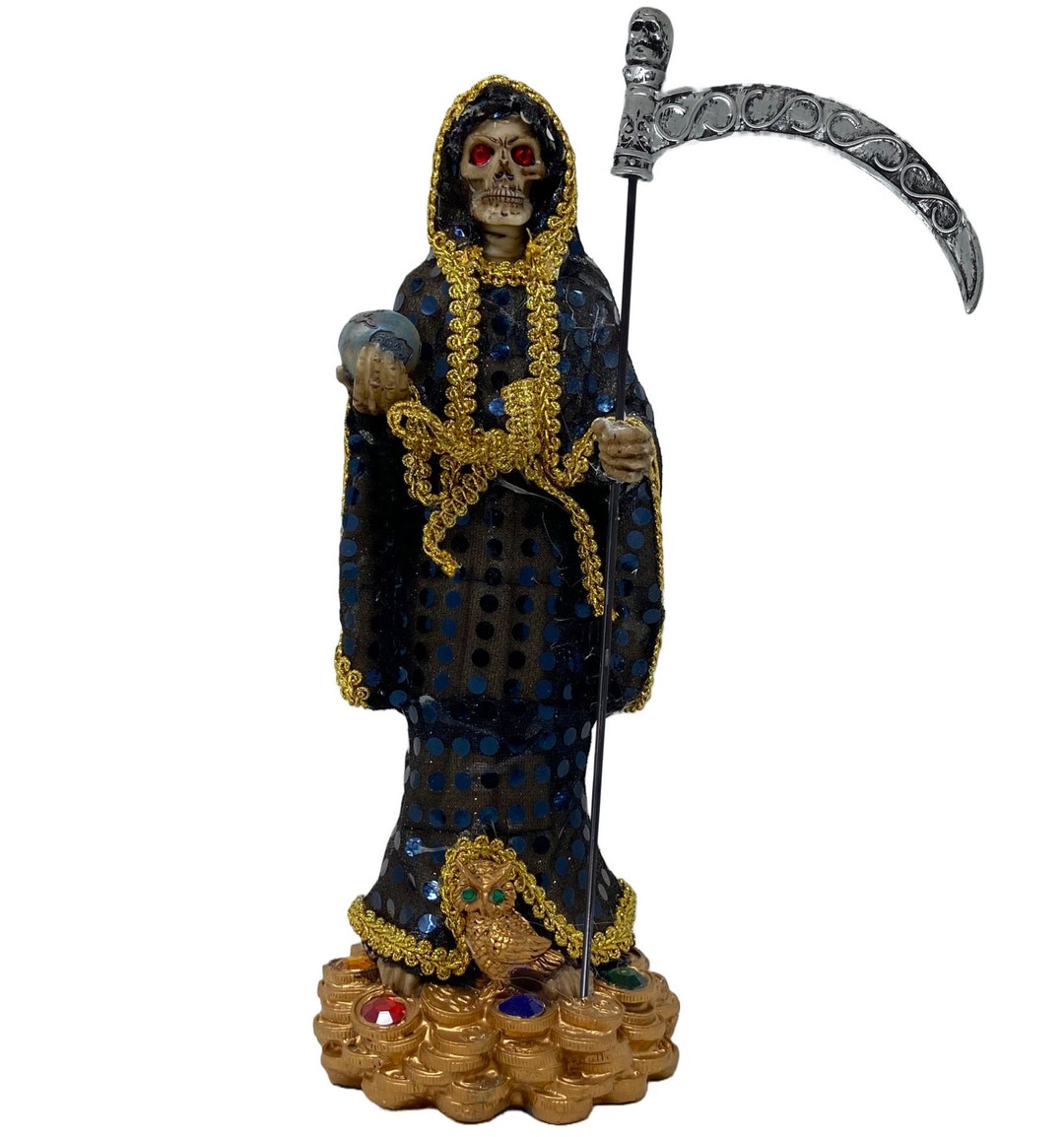 Holy Death Santa Muerte Globe 12 Inch Resin Statue Black and - Etsy