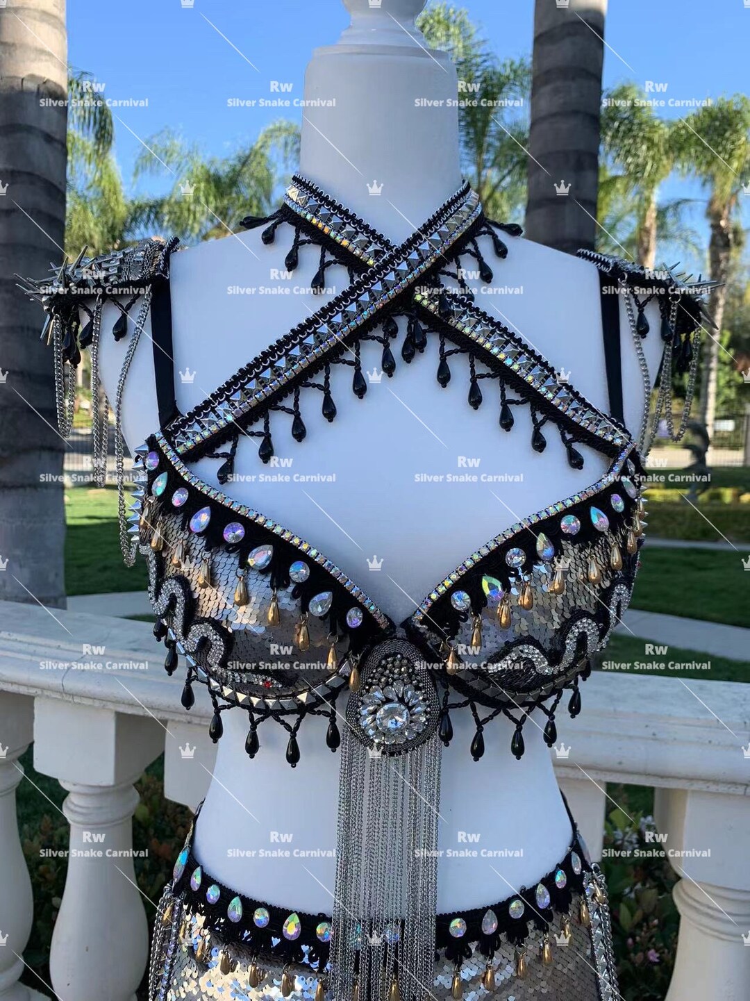 The Silver Snake Carnival Bra Only/festival Clothing/halloween Costume ...