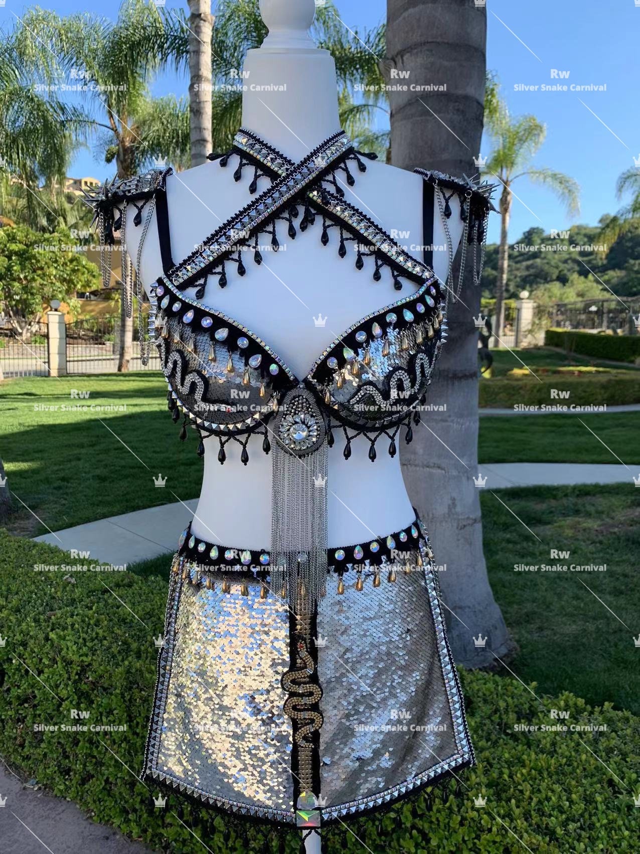 The Silver Snake Carnival Bra Only/festival Clothing/halloween Costume ...