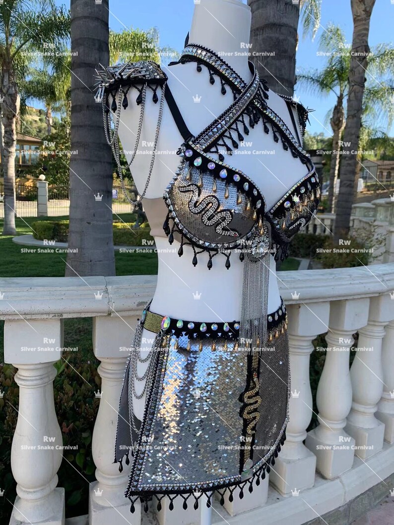 The Silver Snake Carnival Bra Only/festival Clothing/halloween Costume ...