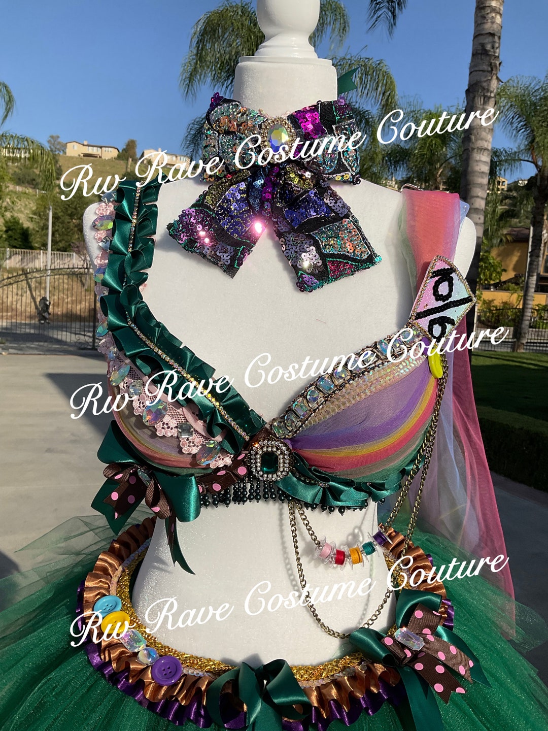 The Mad Hatter Bra+choker Only/festival Clothing/halloween Costume/rave ...