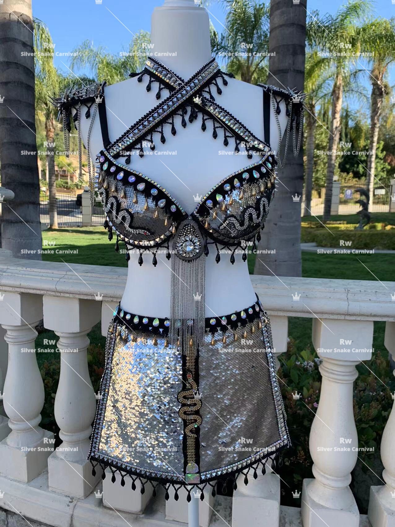 The Silver Snake Carnival Bra Only/festival Clothing/halloween Costume ...