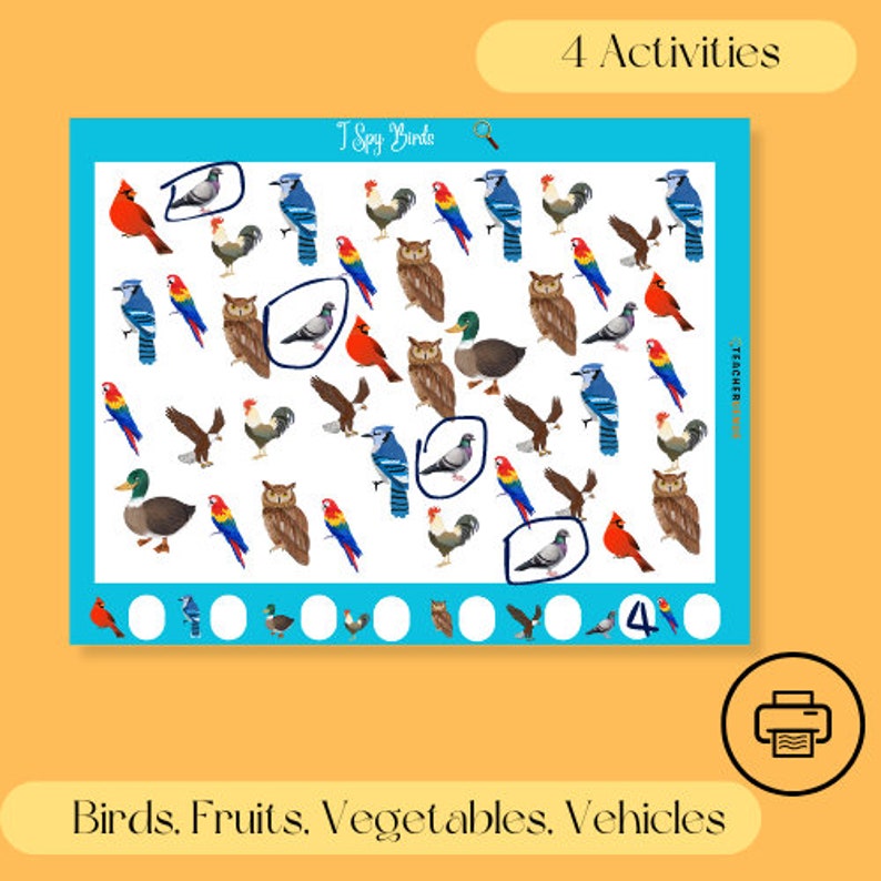 I Spy Activity Worksheets for Kindergarten and Preschool. Homeschool ...