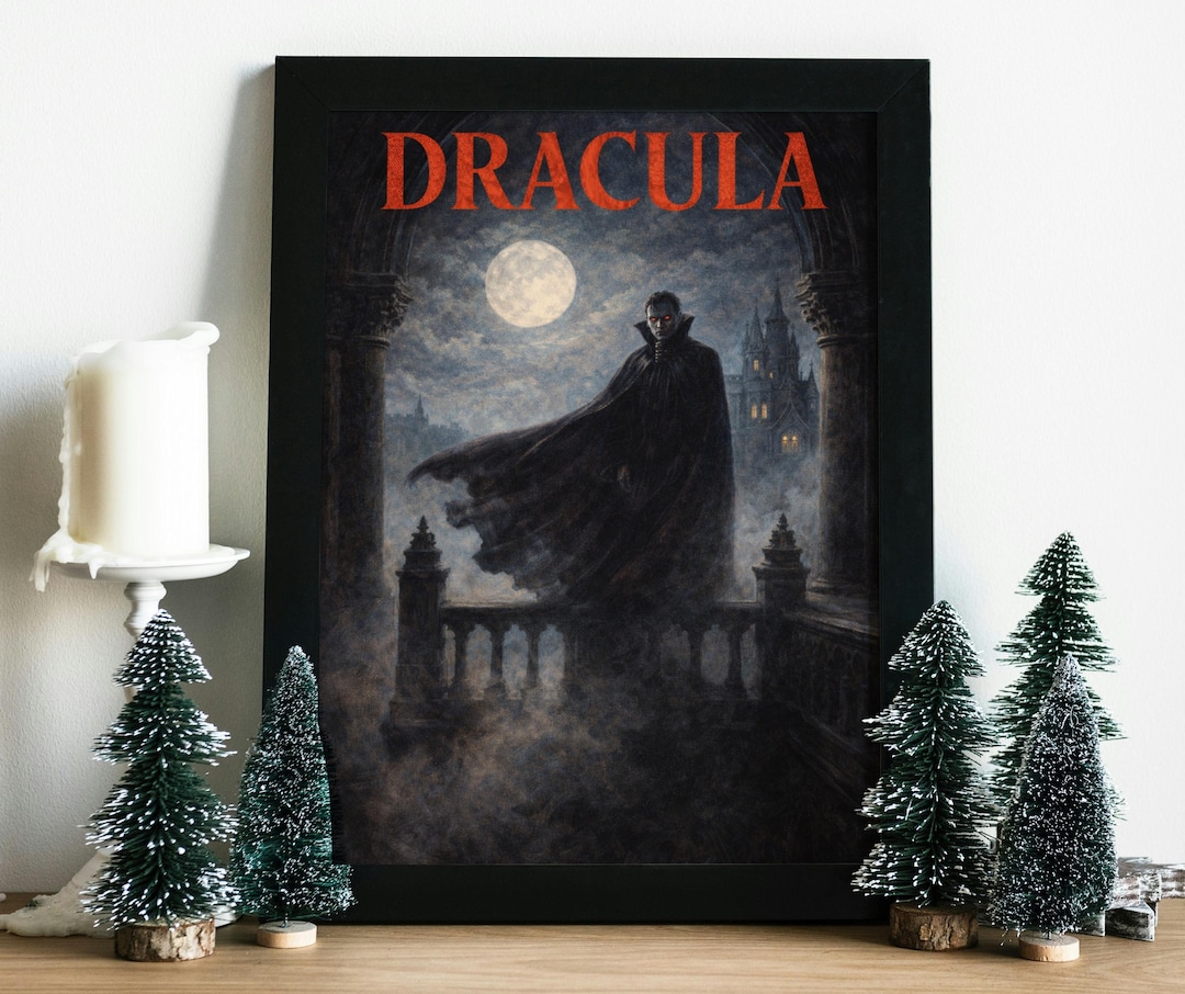 Dracula Vampire Poster, Gothic Castle Balcony Art Print, Dark Academia ...