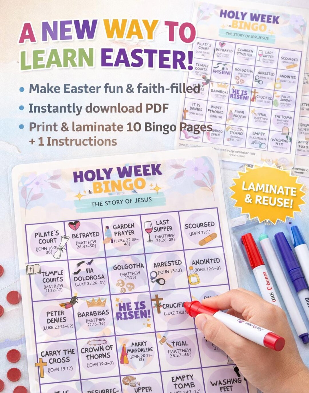 Holy Week Bingo Game | Christian Easter Activity (PDF Printable) - Etsy