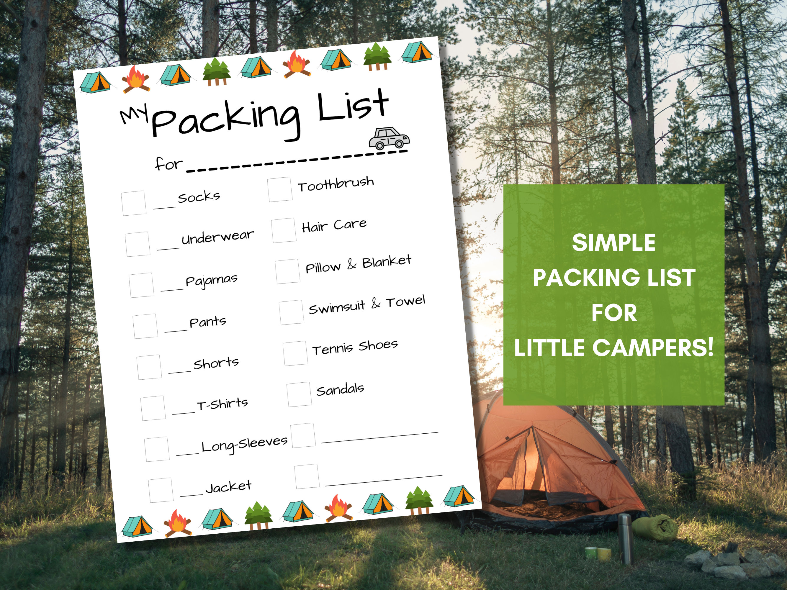 Kid's Packing List, Camping Checklist, Travel, Road Trip, Digital File ...