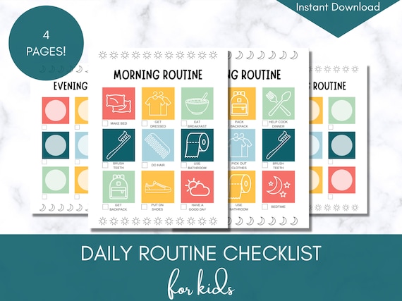 Daily Routine Checklist Morning Routine Evening Routine for - Etsy