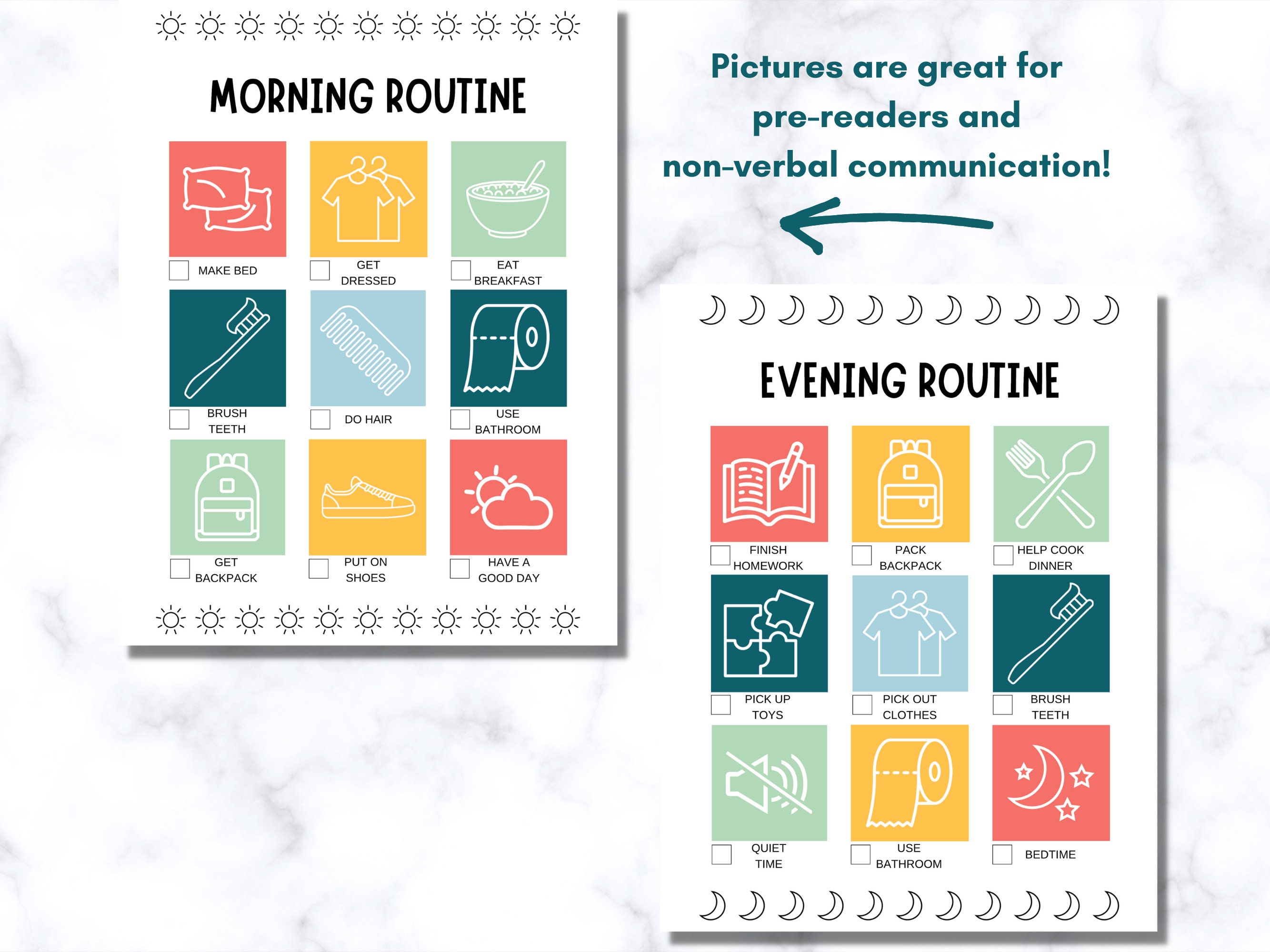 Daily Routine Checklist, Morning Routine, Evening Routine, for Kids ...