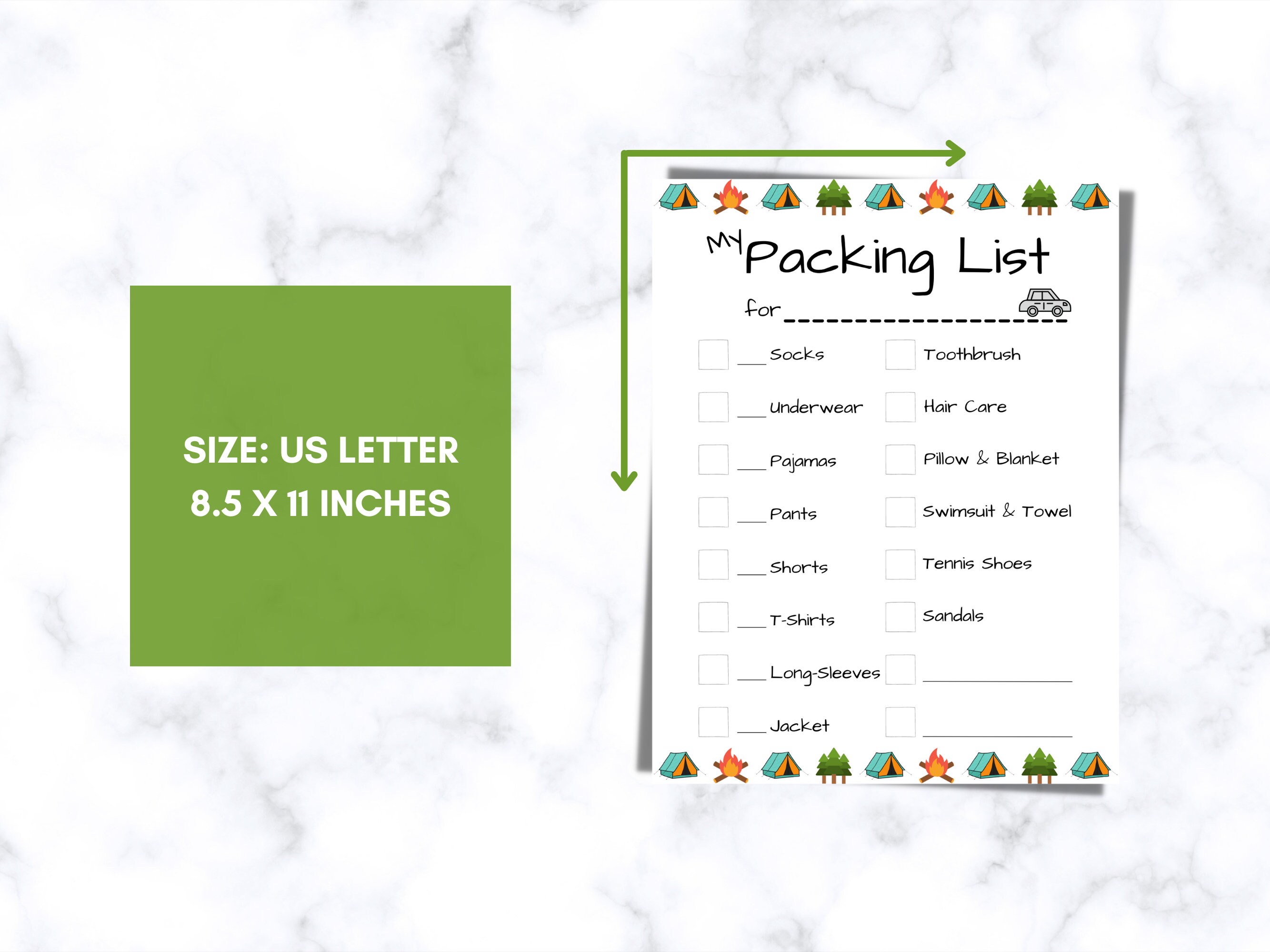 Kid's Packing List, Camping Checklist, Travel, Road Trip, Digital File ...