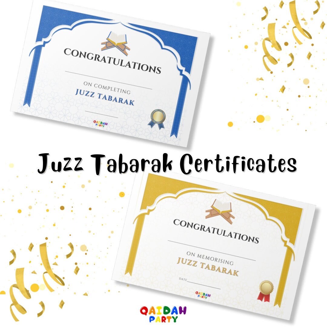 Juzz Tabarak Memorisation Completion Certificate - Etsy