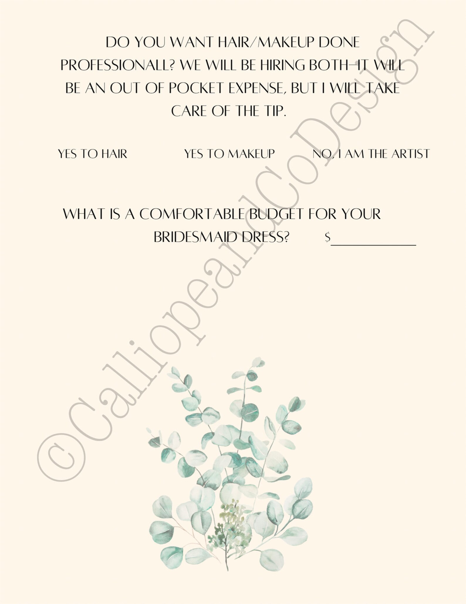 Editable Bridal Party Questionnaire Bridesmaid Wedding - Etsy