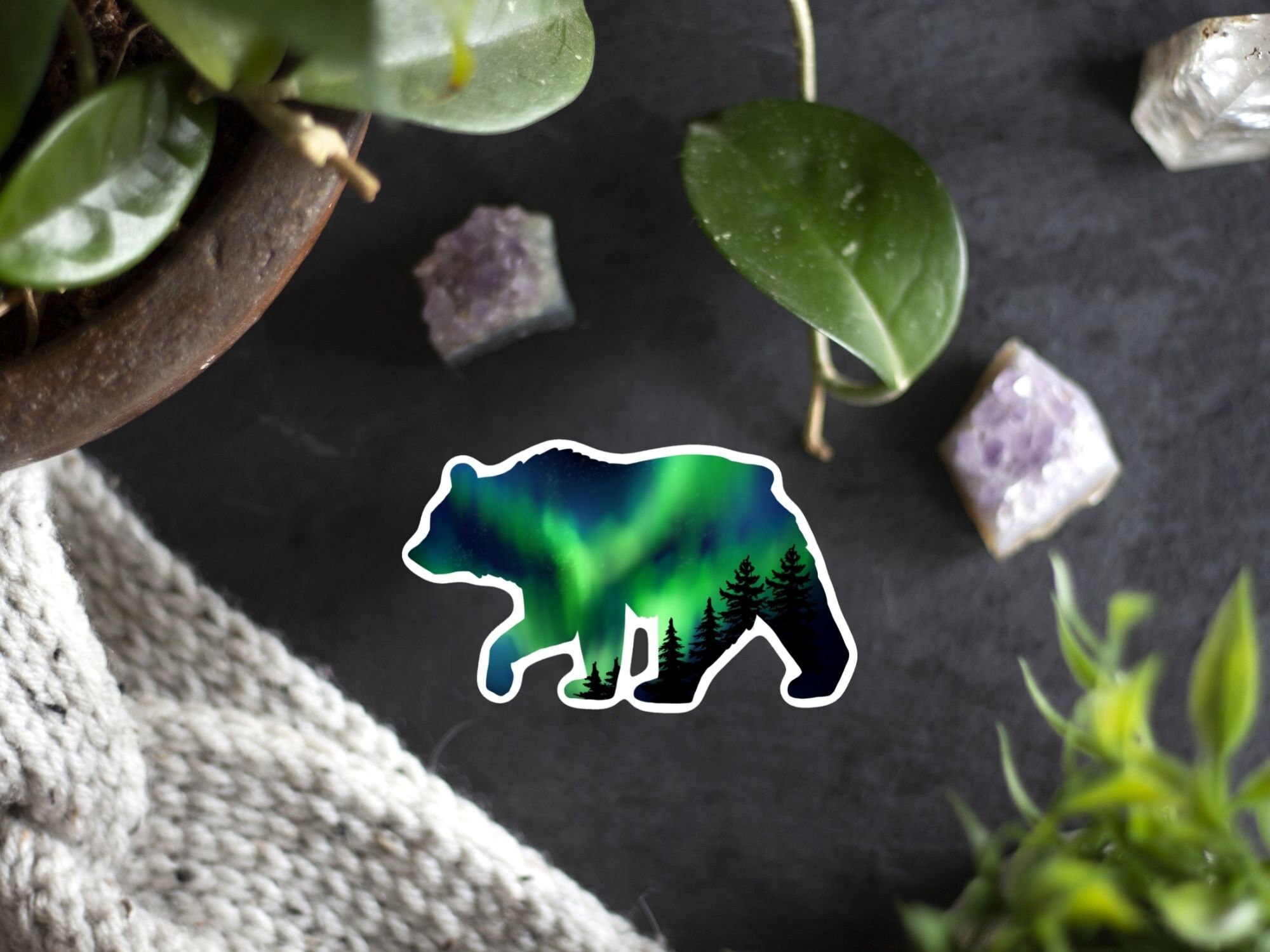 Aurora Bear Vinyl Sticker Aurora Borealis Animal Sticker | Etsy