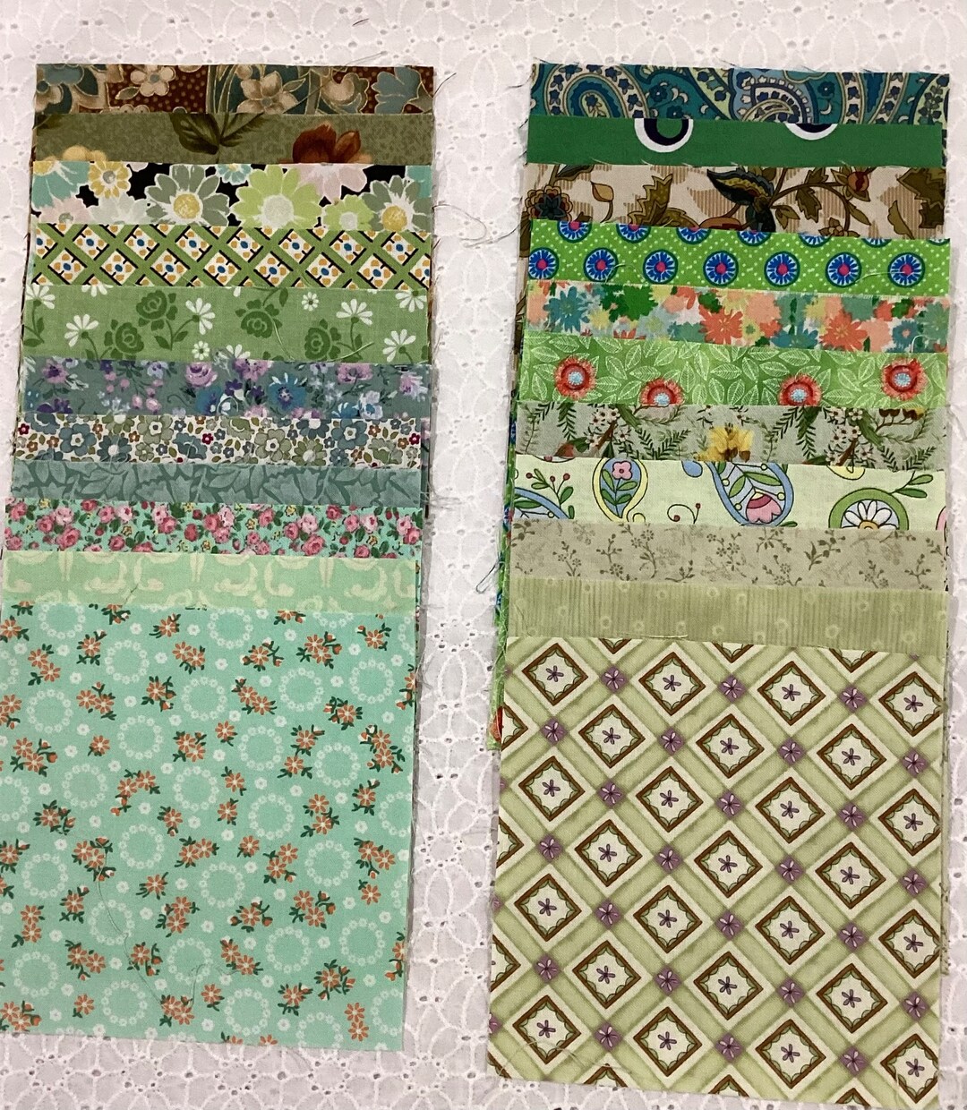 Green Patchwork Fabric Squares/ Charm Squares - Etsy