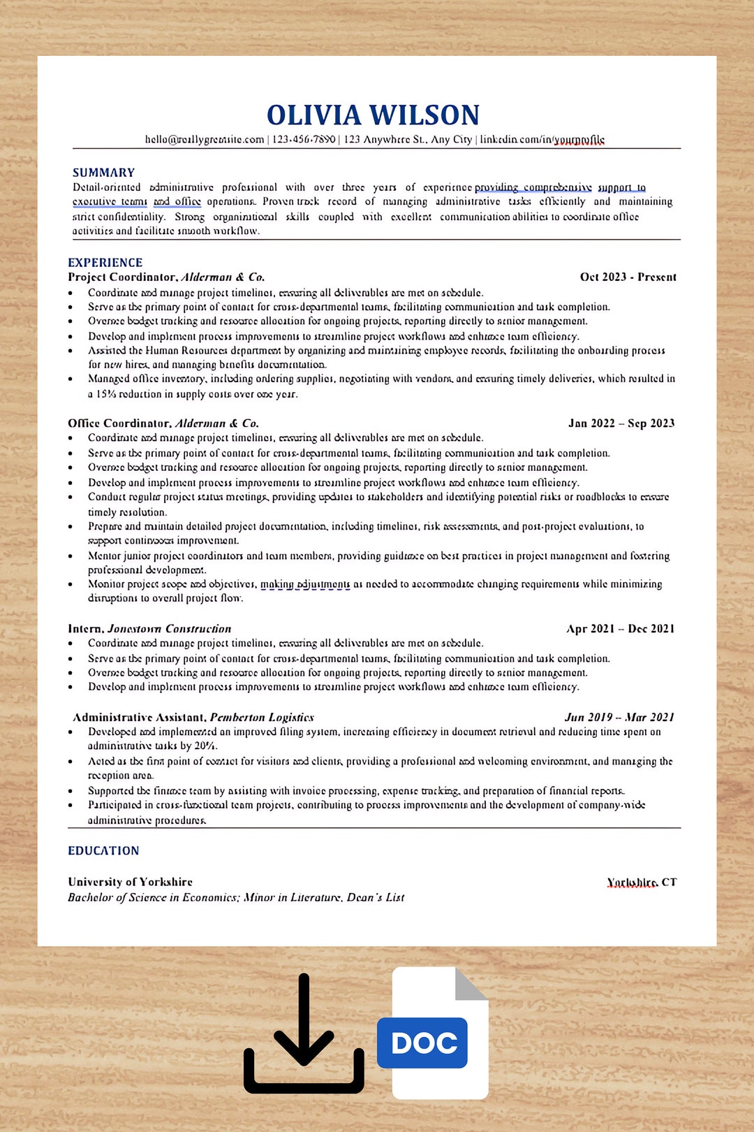 Classic ATS Friendly Professional Resume Template Instant Digital ...