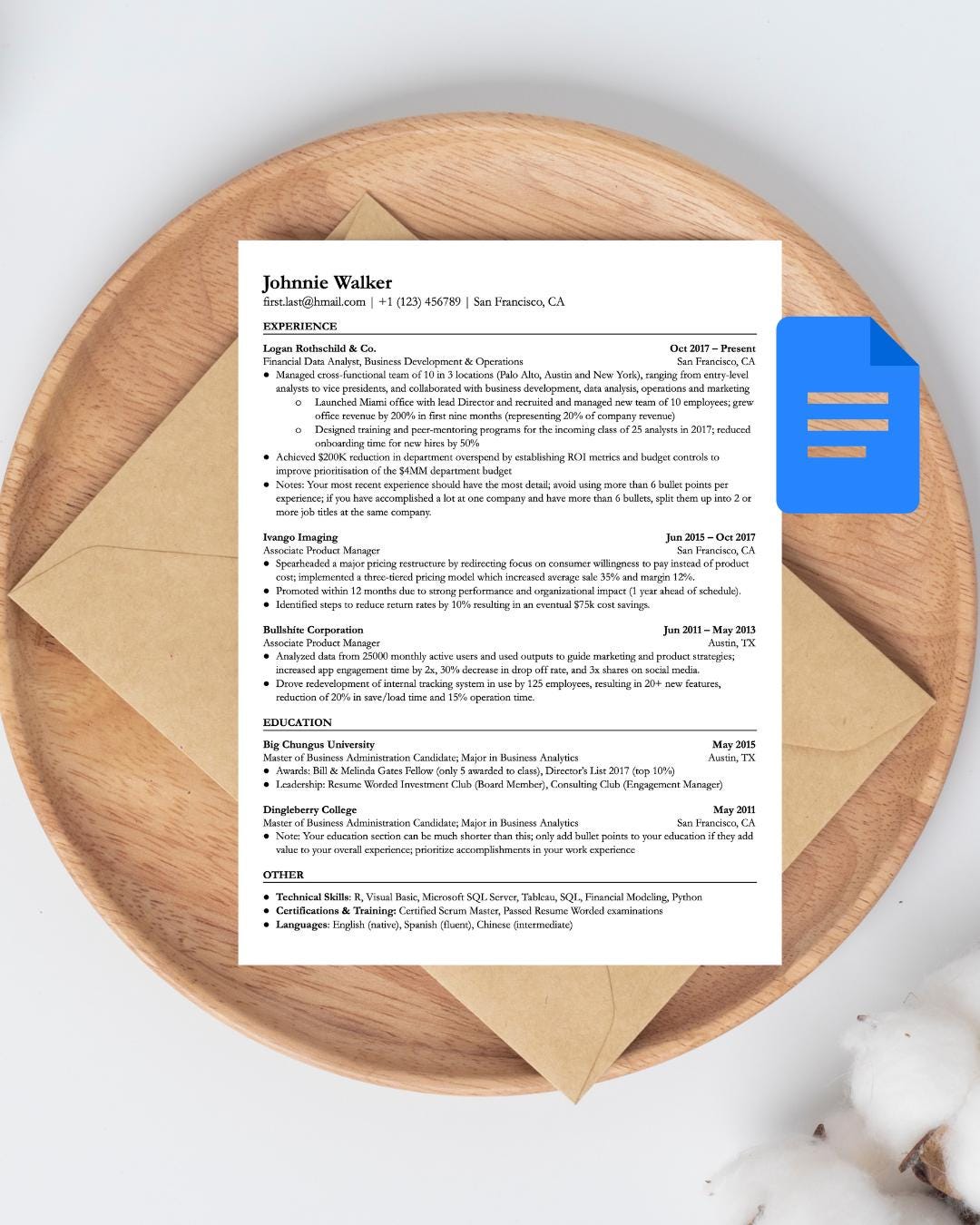Ats-friendly Resume Template | Clean & Modern Google Docs CV for ...
