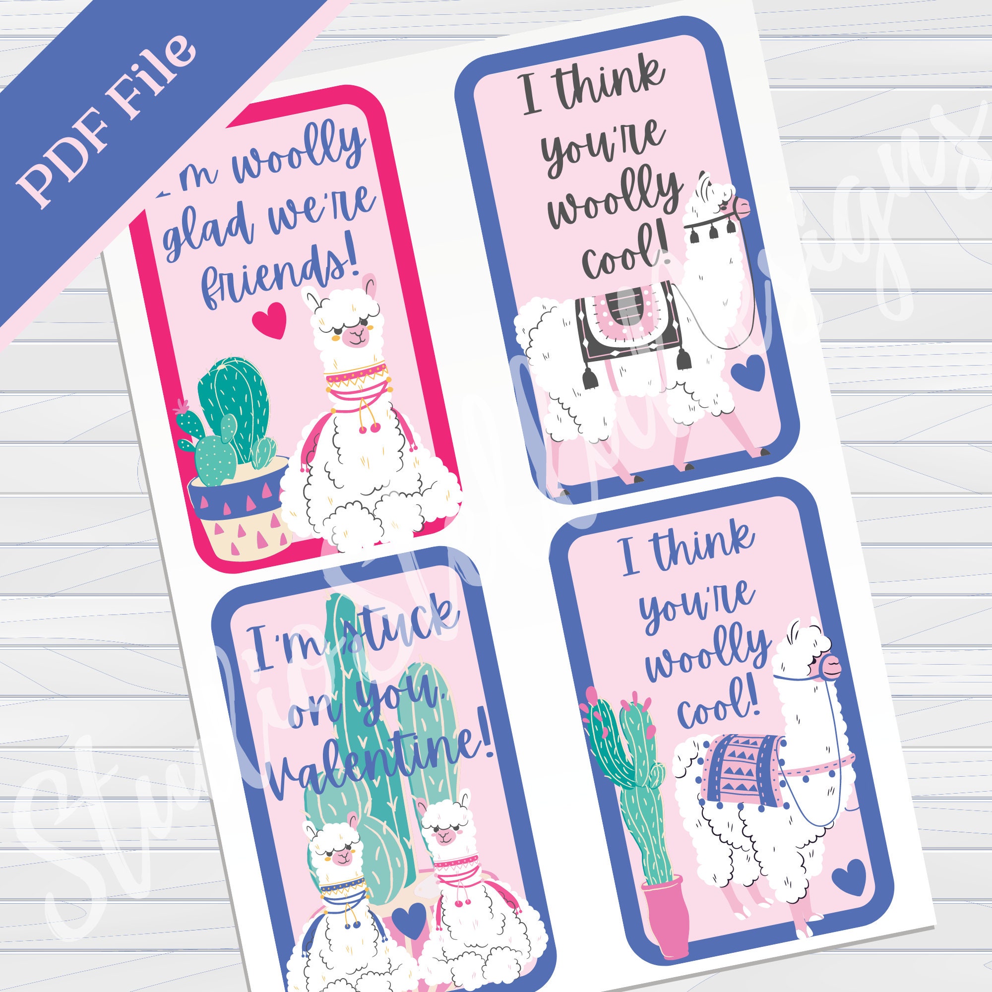 Llama Love PRINTABLE Valentine's Day Cards - Etsy