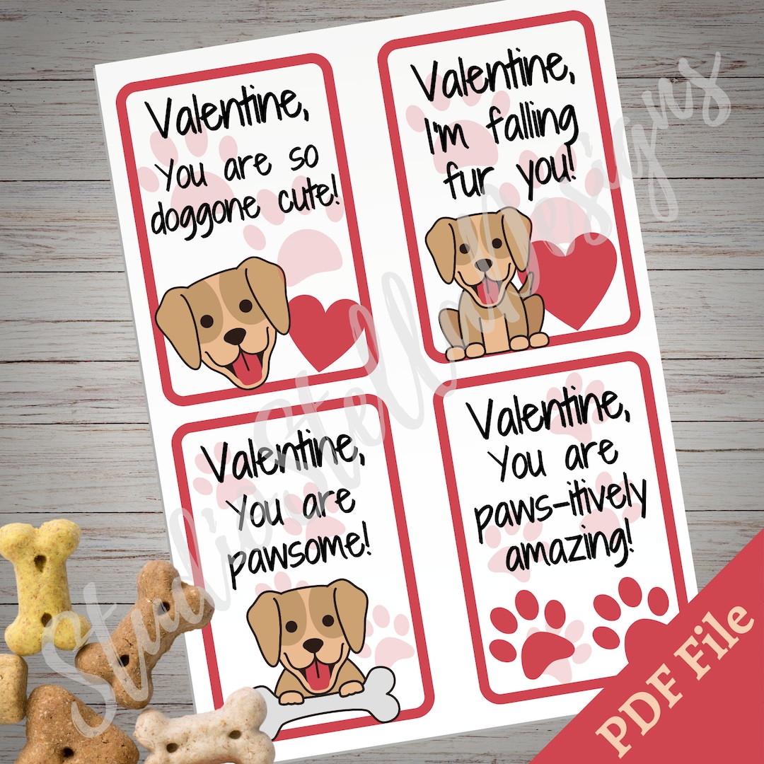 Puppy Love PRINTABLE Valentine's Day Cards - Etsy