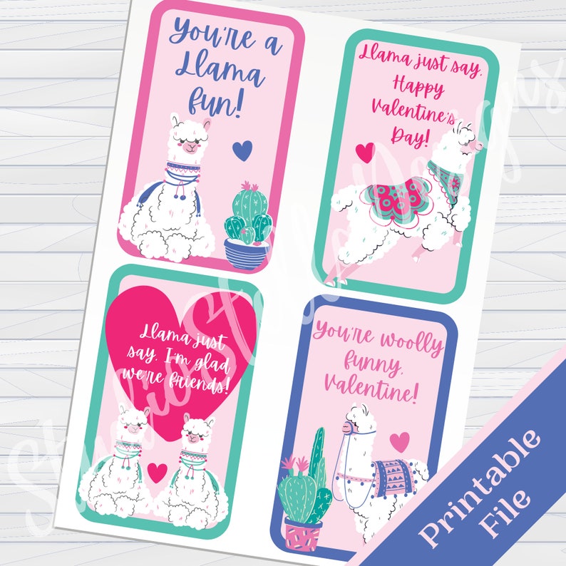Llama Love PRINTABLE Valentine's Day Cards - Etsy
