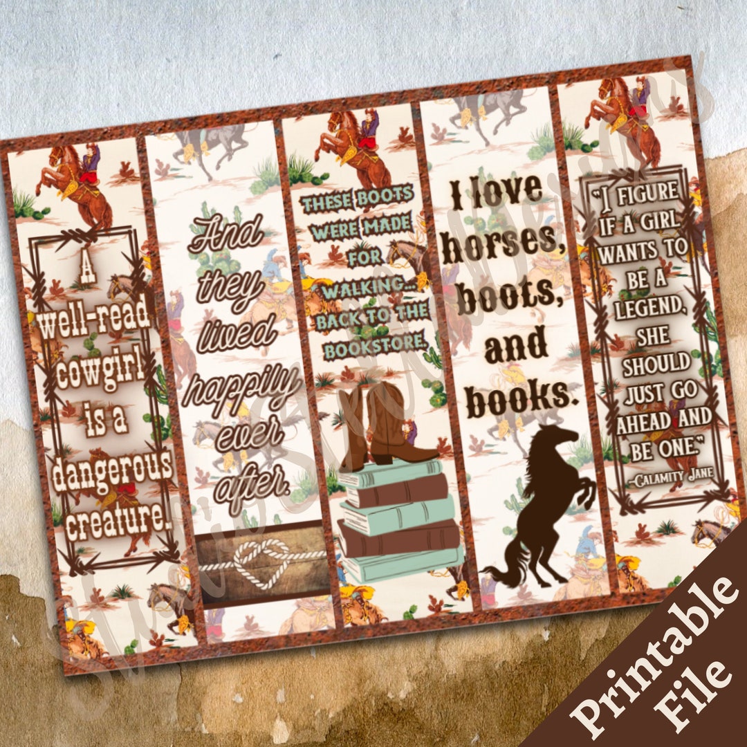 Cowgirl PRINTABLE Bookmarks - Etsy