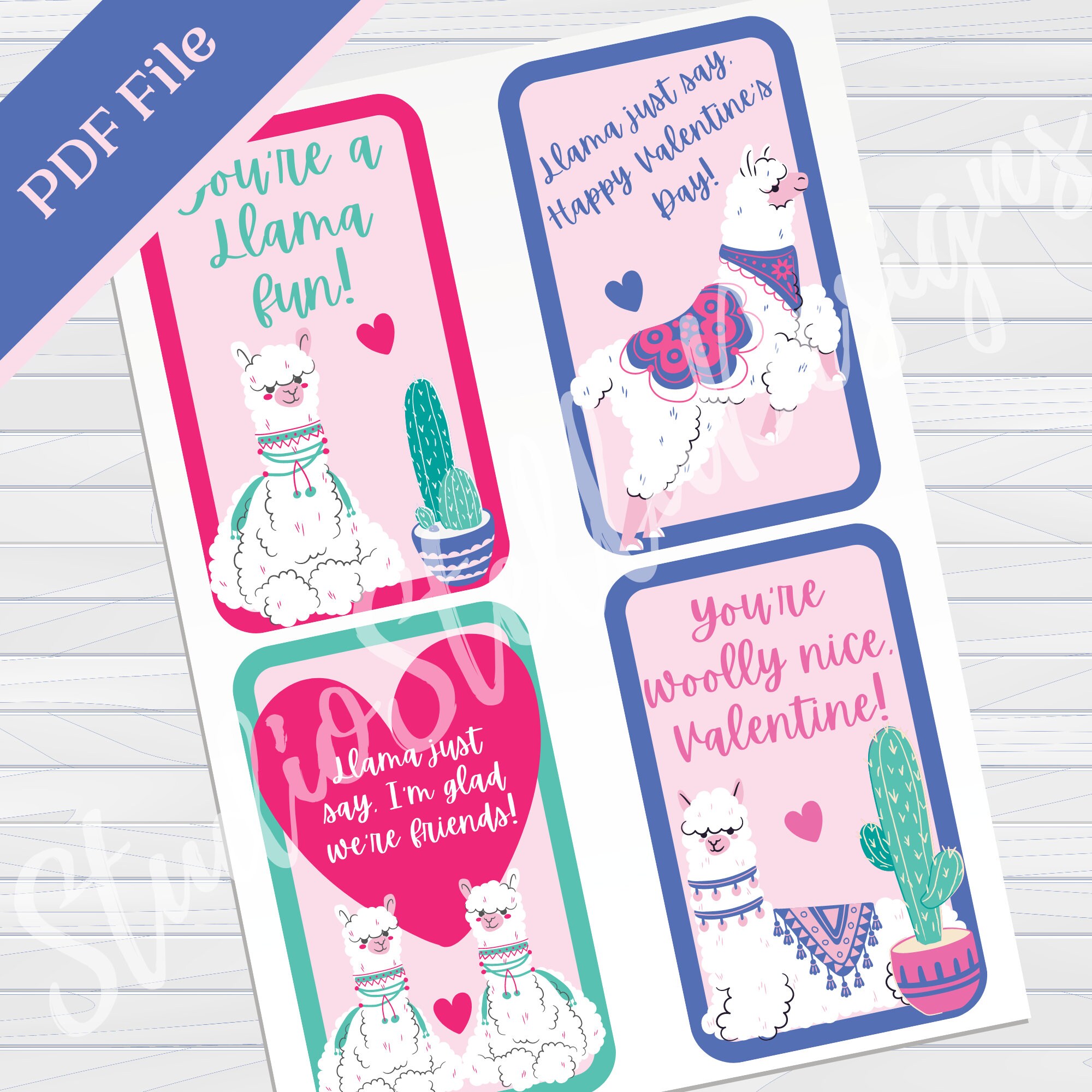 Llama Love PRINTABLE Valentine's Day Cards - Etsy