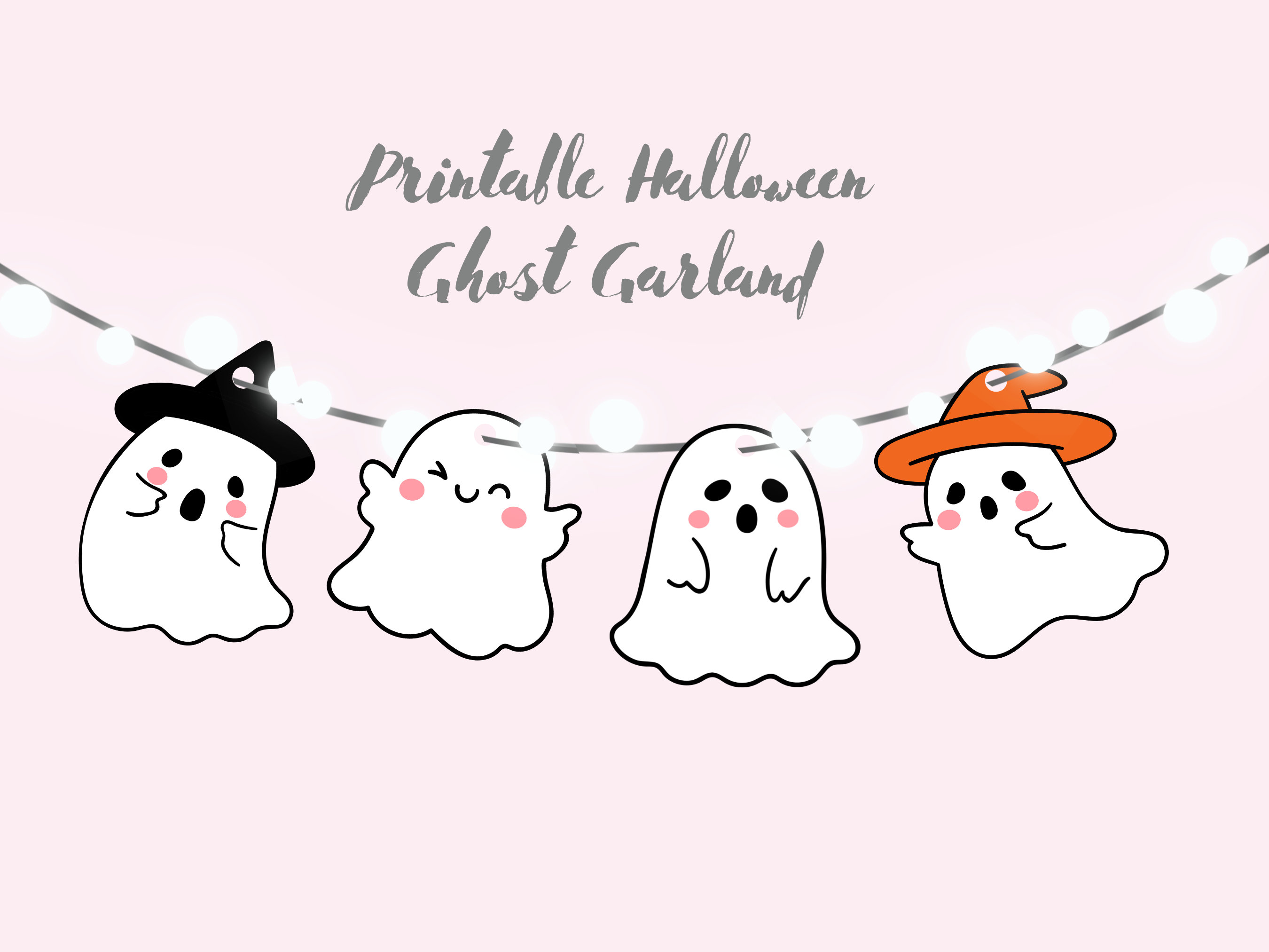 Halloween Ghost Garland, Ghost Banner, DIY Halloween Decor, Printable ...