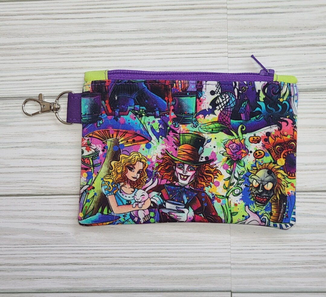 Tim Burton Character Mix Coin Zipper Pouch Alice Mad Hatter ...