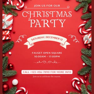Christmas Party Invitation Canva Template Etsy