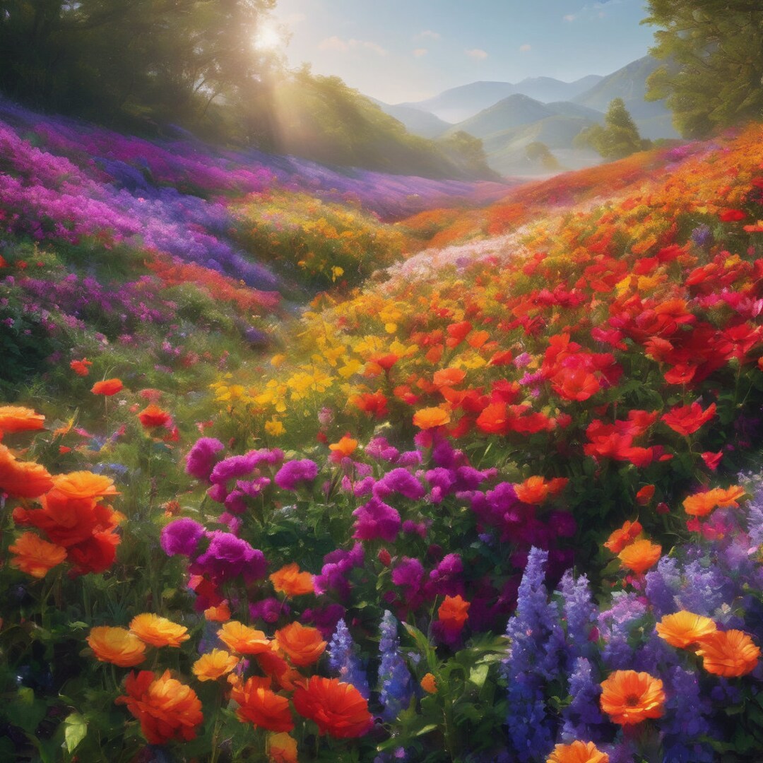 Field of Flowers, Clipart, Holistic Field, Artistic Artwork - Etsy