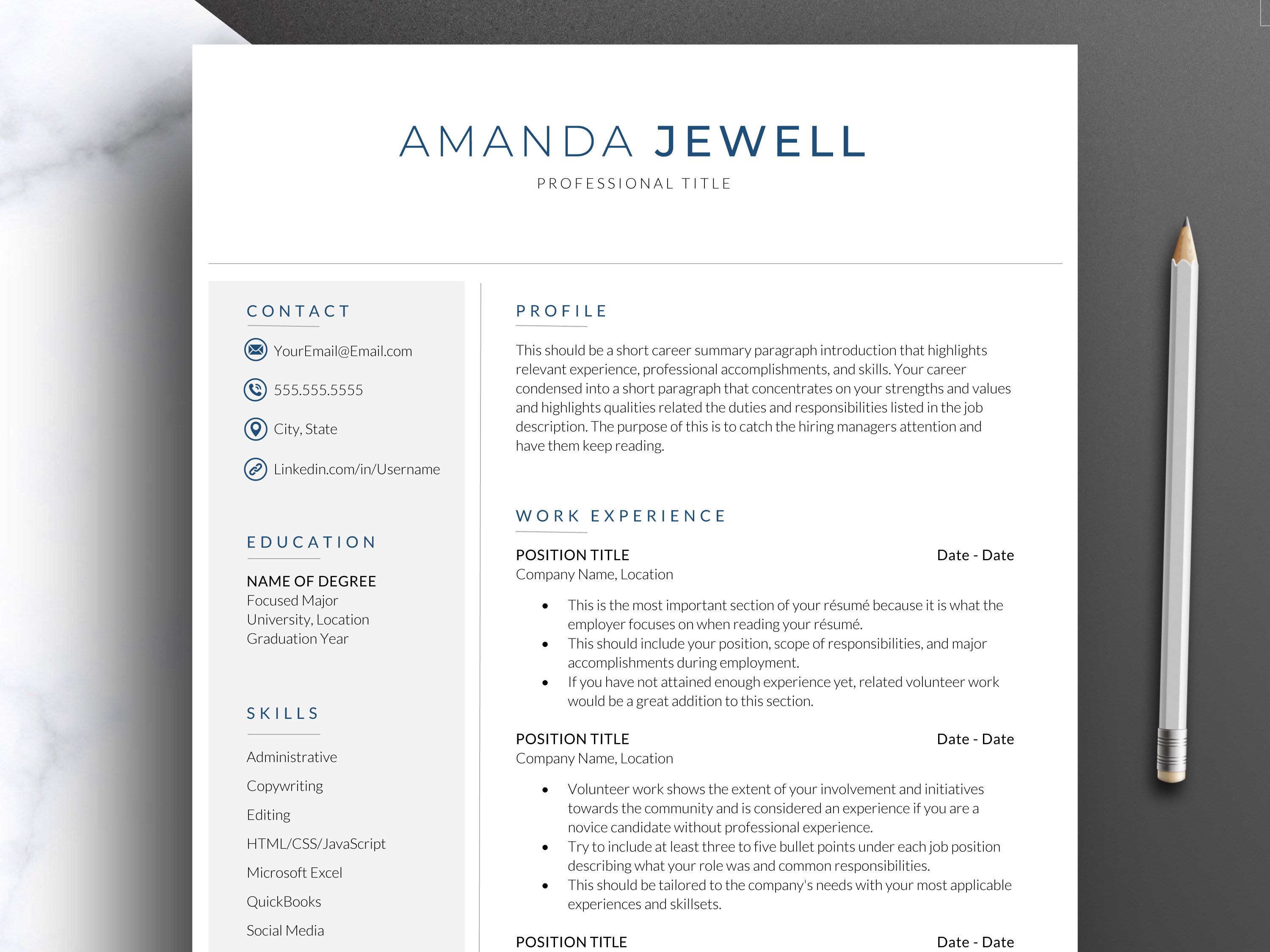 Modern Resume Template 2023 Clean Professional Resume Template for Word ...