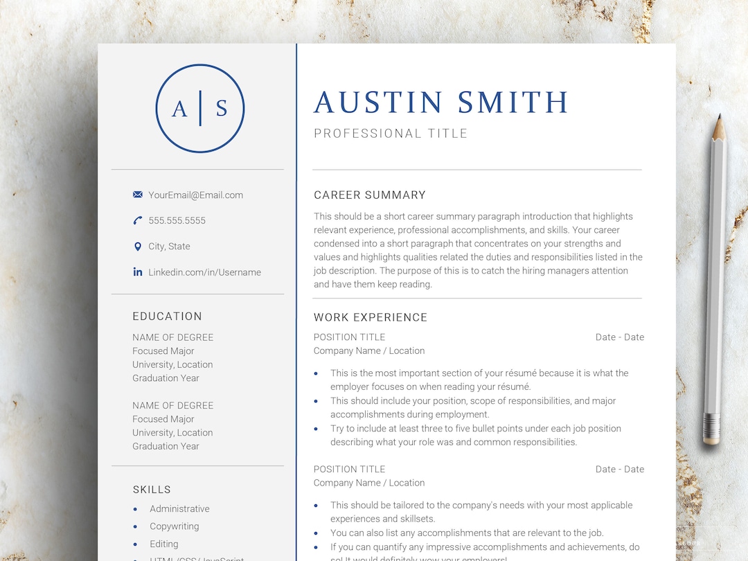 Modern Resume Template 2023 Elegant Professional Resume Template for ...