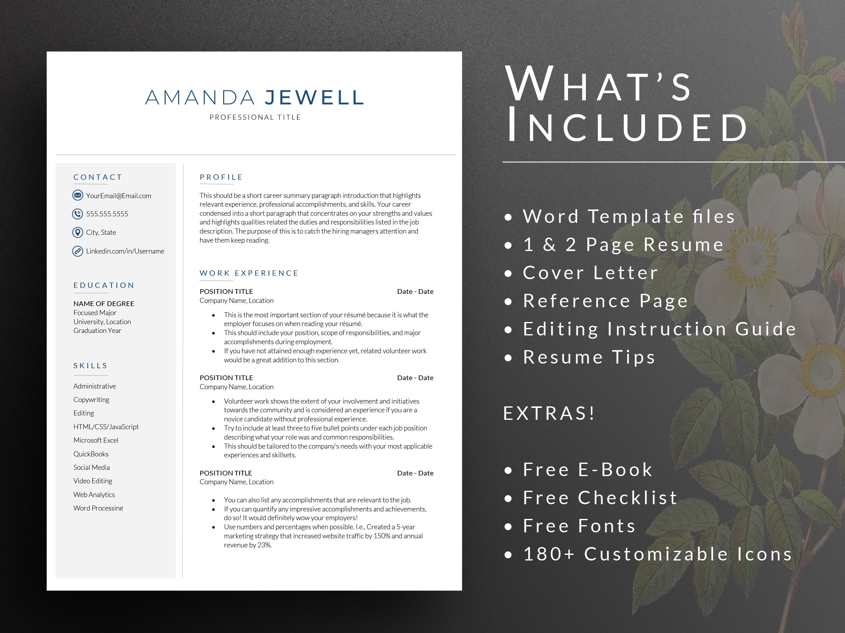 Modern Resume Template 2023 Clean Professional Resume Template for Word ...