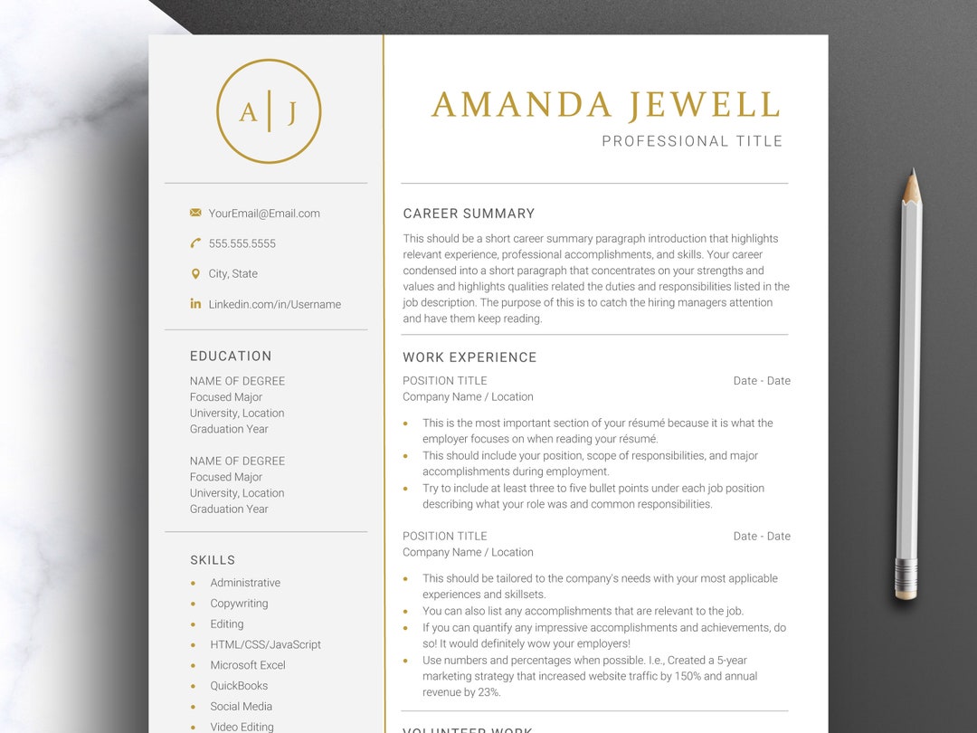 Modern Resume Template 2025 | Elegant Professional Resume Template for ...