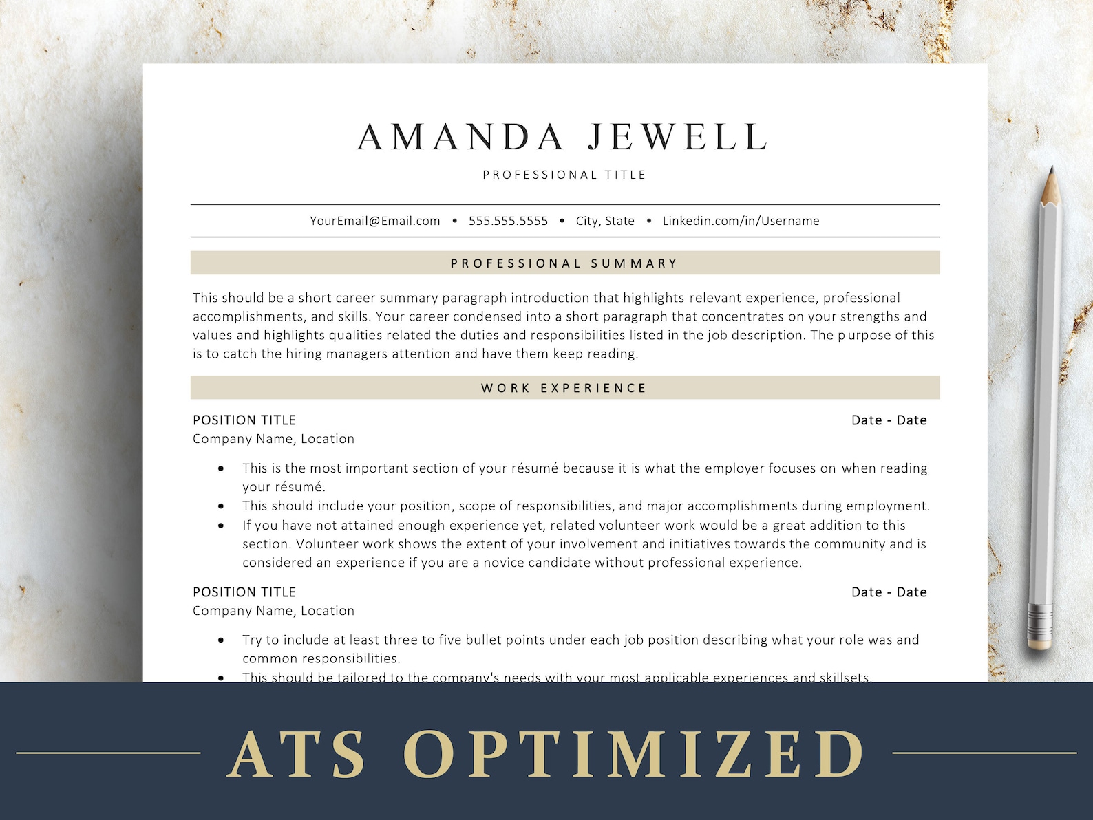 ATS Resume Template 2024 Resume Template ATS Friendly for Word ...