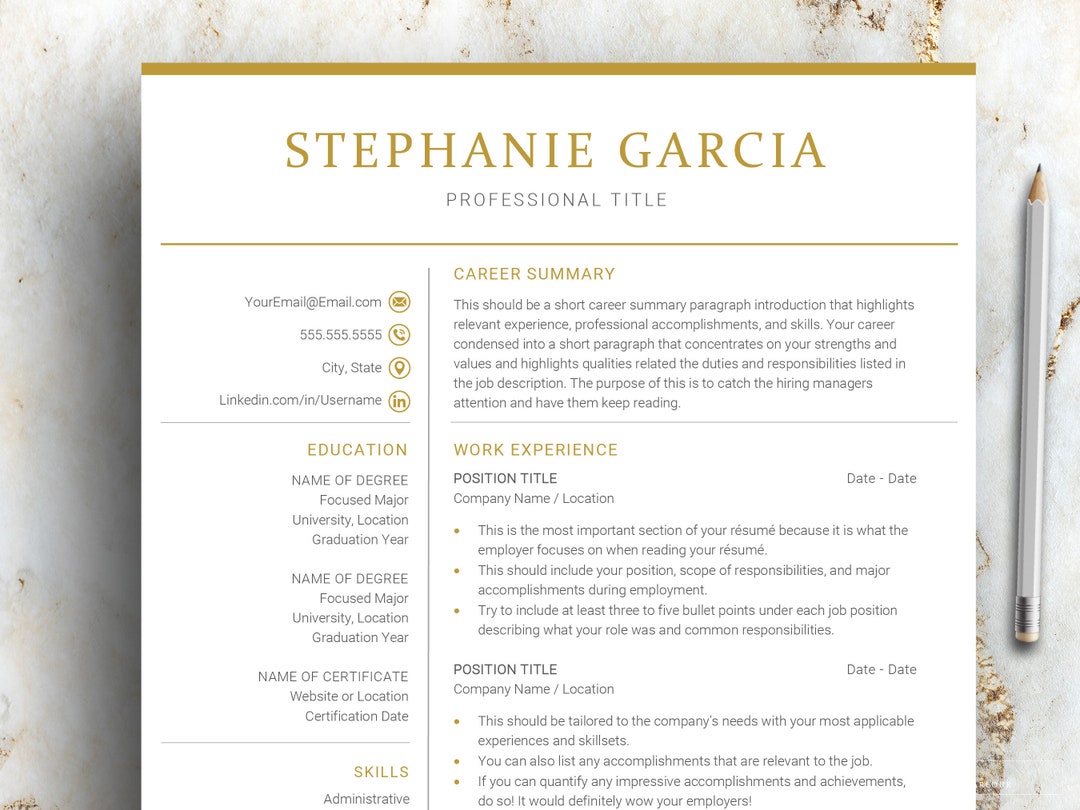Modern Resume Template 2025 | Elegant Professional Resume Template for ...