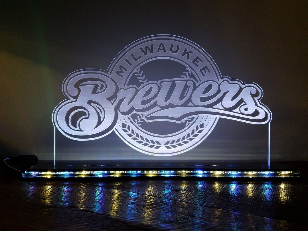 Milwaukee Brewers Baseball Sign, LED Edge Lit Acrylic Accent Light ...