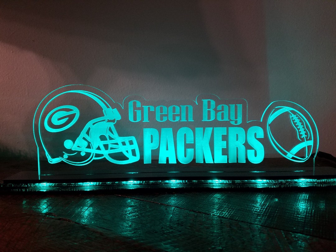 Green Bay Packers Football Team Sign, LED Edge Lit Acrylic Accent Light ...