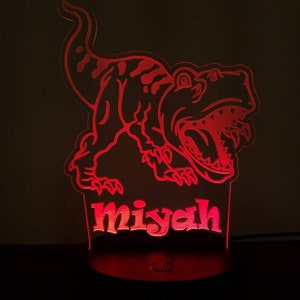 Personalized T-rex Dinosaur Nightlight! Acrylic LED, Multicolor With ...