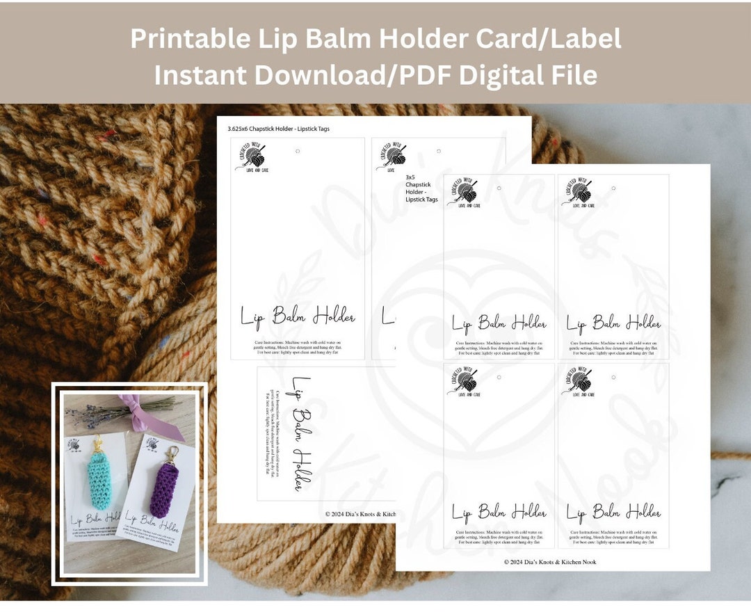 Printable Lip Balm Holder Label, Handmade Digital Tags, Instant ...