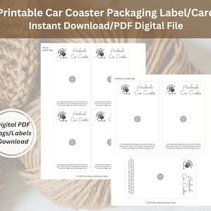 Printable Car Coaster Label Fro Packaging, Handmade Digital Tags ...