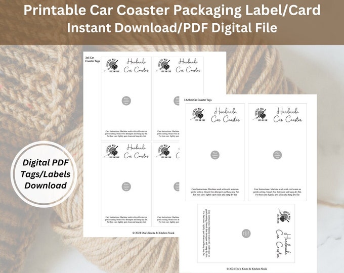 Printable Car Coaster Label Fro Packaging, Handmade Digital Tags ...
